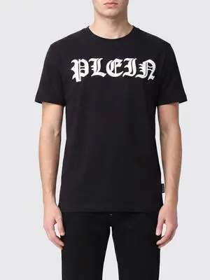 Philipp Plein Gothic Cotton T-shirt With Contrasting Logo Print On The Chest - Black