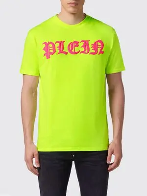 Philipp Plein Gothic Cotton T-shirt With Contrasting Logo Print On The Chest - Yellow
