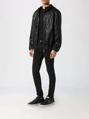 Philipp Plein Smooth Calfskin Leather Hooded Jacket