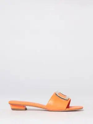 ROGER VIVIER Embellished Leather Mules - Orange