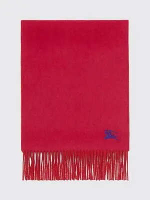 Burberry Reversible Scarf In 100% Cashmere With Embroide Ekd Logo - Red