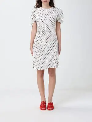 MAR DE MARGARITAS Printed Viscose Mini Dress - Ecru