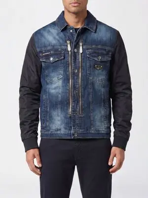 Philipp Plein Cotton Jacket With Classic Collar And Zipper Detail