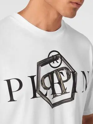 Philipp Plein Solid Colour Cotton Crew-neck T-shirt With Logo - White