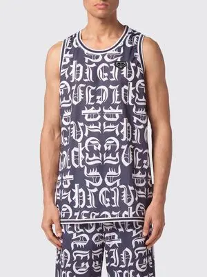 Philipp Plein Gothic Cotton Tank Top With Contrast Logo And Crew Neck - Blue