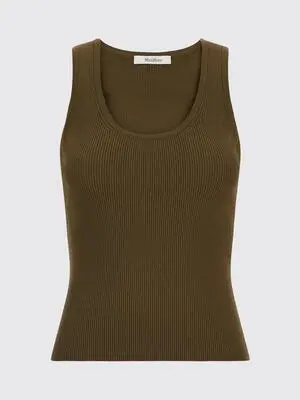 Max Mara Ribbed Cotton Knit U-neck Top - Green