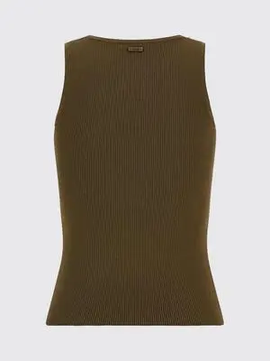 Max Mara Ribbed Cotton Knit U-neck Top - Green