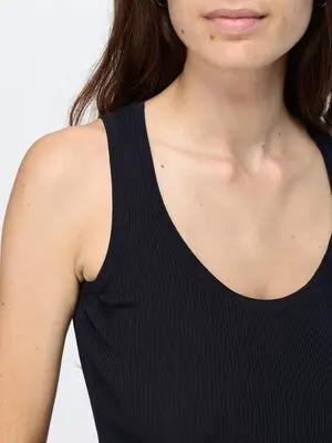 Max Mara Slim Fit Ribbed Cotton Knit U-neck Top