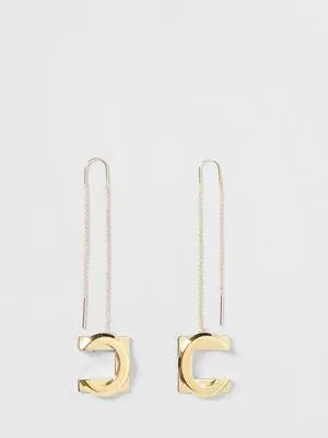 Elisabetta Franchi Brass Logo Earrings - Gold