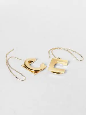 Elisabetta Franchi Brass Logo Earrings