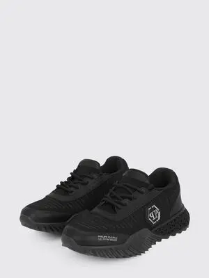 Philipp Plein Leather And Knit Monogram Runner Low-top Sneakers - Black