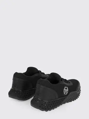 Philipp Plein Leather And Knit Monogram Runner Low-top Sneakers - Black