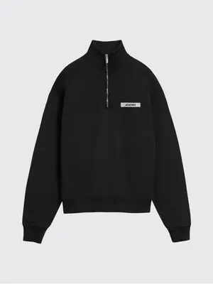 Jacquemus Sweatshirt With Half Zip And Stand Collar - Black