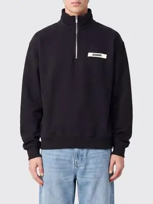 Jacquemus Sweatshirt With Half Zip And Stand Collar - Black