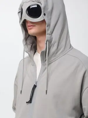 C.P. COMPANY Zip-up Hooded Sweatshirt With Lens Mask - Natural