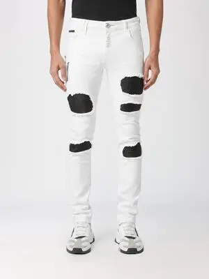 Philipp Plein Skinny-fit Distressed Effect Cotton Denim Jeans - White