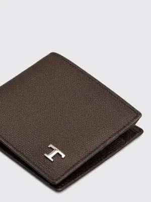 TOD'S T Timeless Grained Leather Wallet - Brown