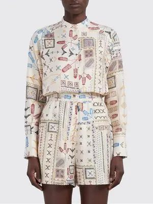 Momoni Silk Shirt With Ethnic Print - Ivory