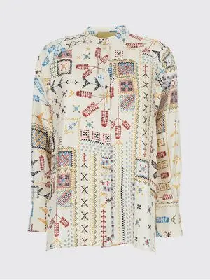 Momoni Silk Shirt With Ethnic Print - Ivory