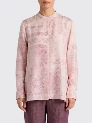 Momoni Silk Ethnic Pattern Shirt - Pink