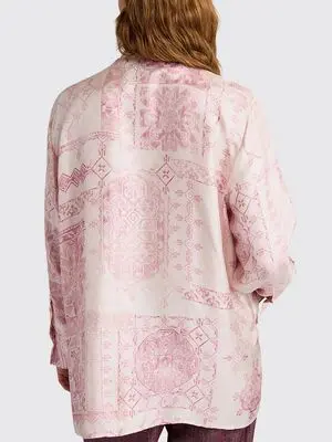 Momoni Silk Ethnic Pattern Shirt - Pink