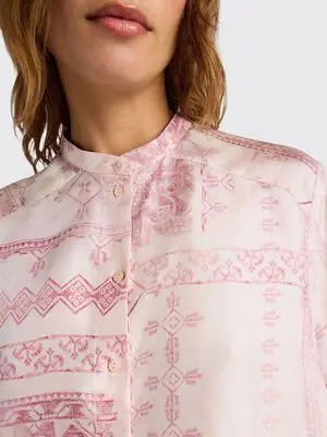 Momoni Silk Ethnic Pattern Shirt - Pink