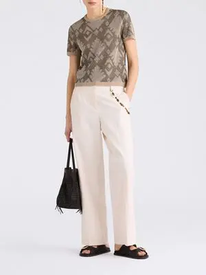 Momoni Jacquard Viscose Blend Crew Neck Sweater