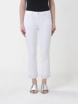 Liu Jo Cropped Fit Stretch Cotton Blend Pants - White