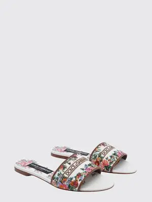 Dolce & Gabbana Canvas Mules With Floral Embroidery