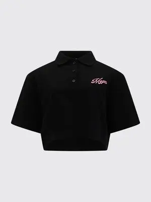 MSGM Logo Cotton Crop Polo Shirt - Black