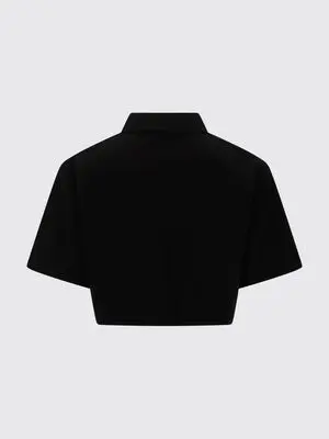 MSGM Logo Cotton Crop Polo Shirt - Black