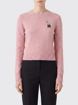 Loewe Slim Fit Wool Crewneck Sweater With Embroidered Anagram Logo - Pink