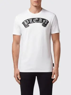 Philipp Plein Cotton T-shirt With Embroidered Logo And Rhinestone Application - White