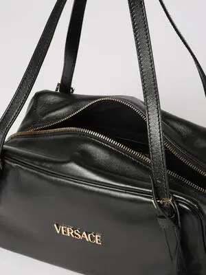 Versace Leather Tag Bag - Black