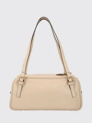 Versace Smooth Lambskin Shoulder Bag With Gold Tone Accents - Ivory