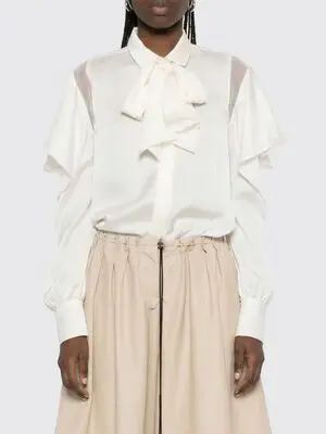 Sacai Satin Shirt With Ruffles - Nude