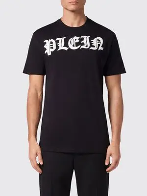 Philipp Plein Gothic Graphic Print Cotton T-shirt With Contrasting Logo - Black