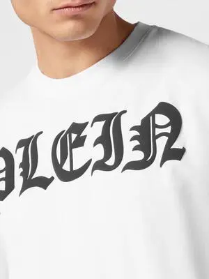Philipp Plein Gothic Graphic Print Cotton T-shirt With Contrasting Logo - White