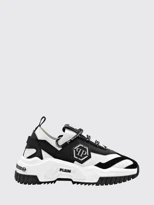 Philipp Plein Low-top Sneakers In Knit With Bi Monogram And Serrated Sole - White