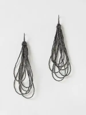 Brunello Cucinelli Beaded Cascade Earrings - Black