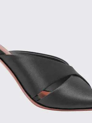 Amina Muaddi Salma Silk Satin Mules - Black