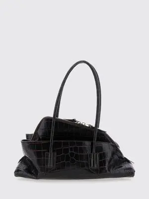 Attico La Passeggiata Small Shoulder Bag In Croc-effect Leather - Coffee