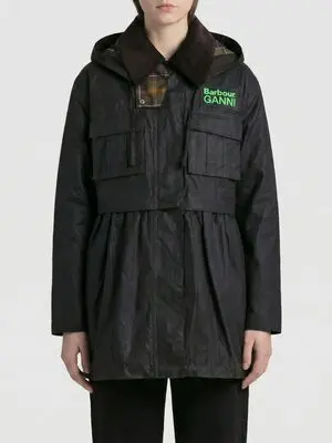 BARBOUR X GANNI Transformable Peplum Wax Jacket - Black