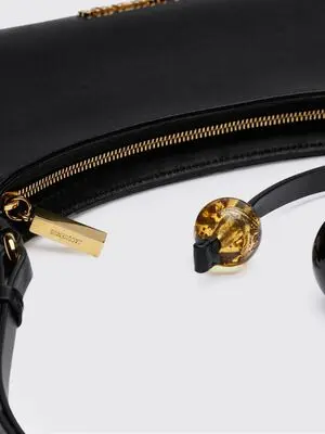 Jacquemus Le Bisou Perle Leather Shoulder Bag - Black