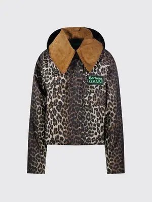 BARBOUR X GANNI Spey Leopard Print Waxed Jacket