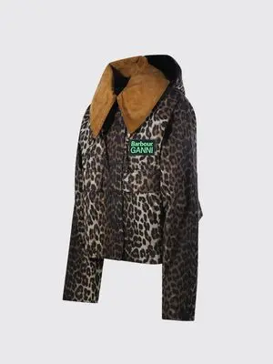 BARBOUR X GANNI Spey Leopard Print Waxed Jacket