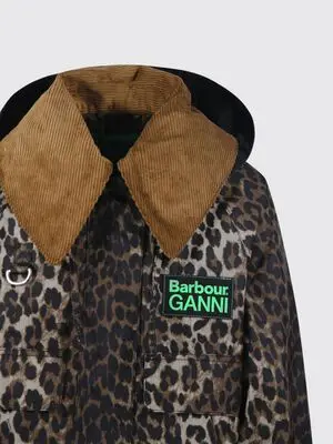 BARBOUR X GANNI Spey Leopard Print Waxed Jacket