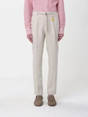 MANUEL RITZ Linen Slim Fit Trousers With Drawstring Beige