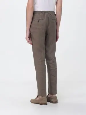 MANUEL RITZ Linen Slim Fit Trousers With Drawstring - Dove Grey