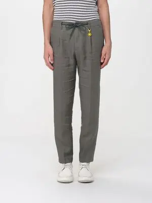 MANUEL RITZ Linen Slim Fit Trousers With Drawstring - Green
